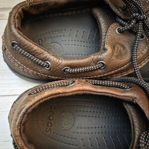 CROCS | Shoes | Crocs Islander Pit Crew Boat Shoes Mens Size 1 Brown ...